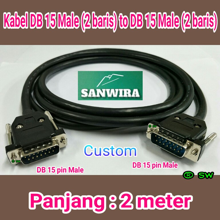 Jual Kabel DB 15 pin Male (2 baris) to DB 15 pin Male (2 baris) 2 meter ...