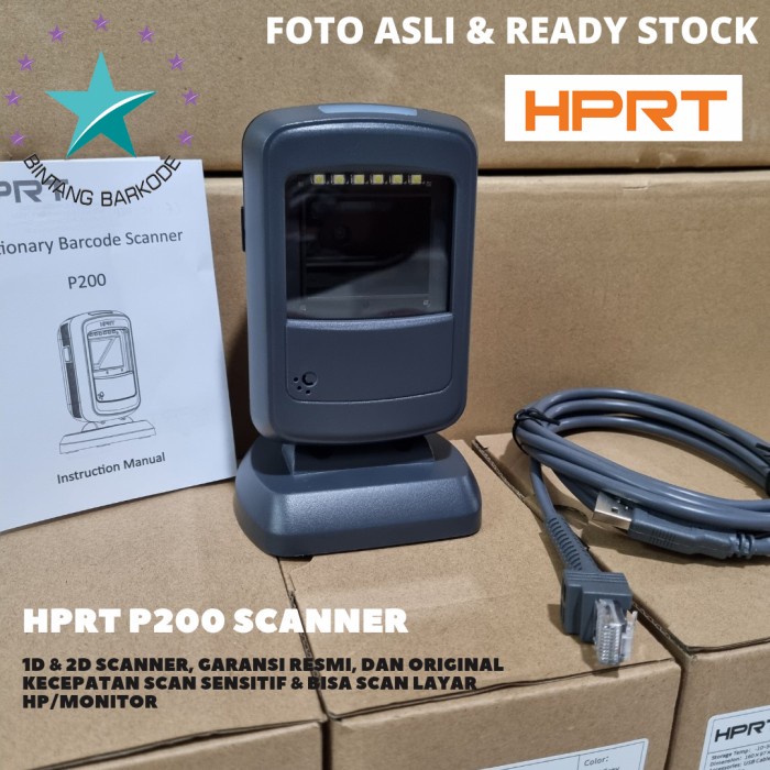 Jual Scanner Barcode Scanner 2D Omni Hprt P200 Pesaing Symbol Ds9308 ...