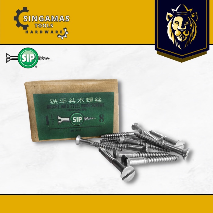 Jual SIP Sekrup Kayu 1 1/2" x 8mm - Bright Mild Steel Wood Screws - per ...