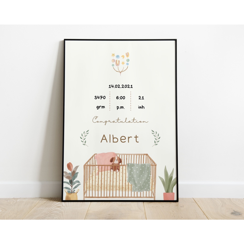 Jual Wall Decor Hiasan Dinding Bingkai Custom Nama Baby Shower V5 ...