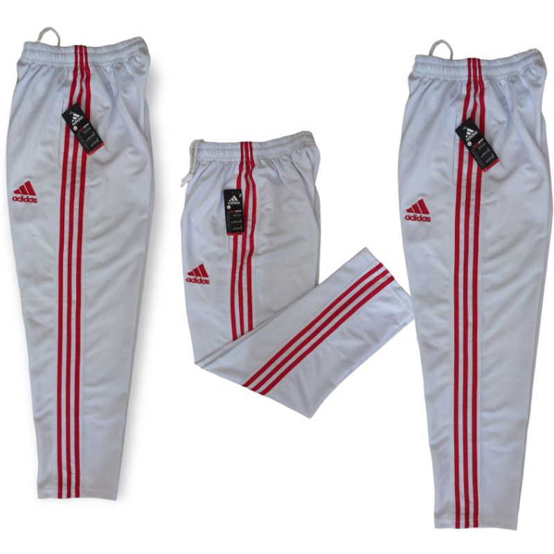 Jual celana training olahraga putih lis merah senam jogging lari pria ...