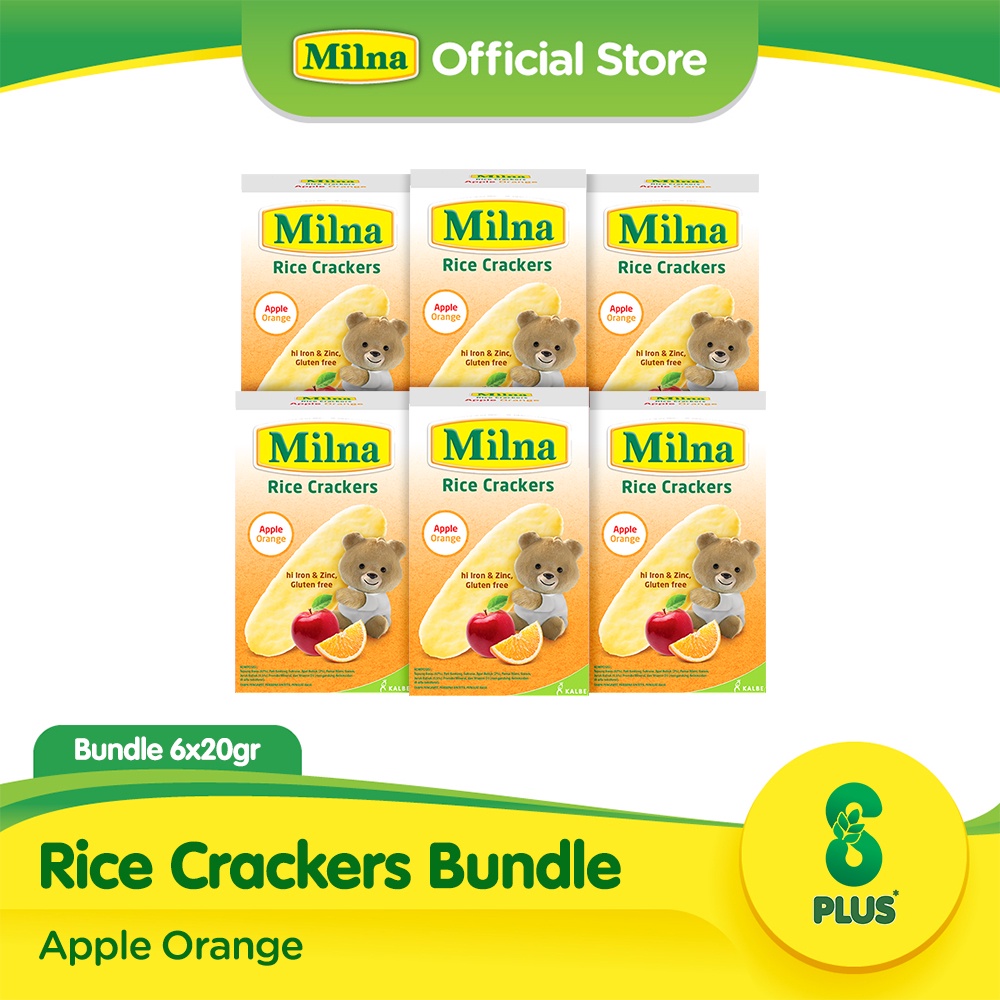 Jual Bundle 6 Milna Rice Crackers Apple Orange/Banana Berries/Sweet ...