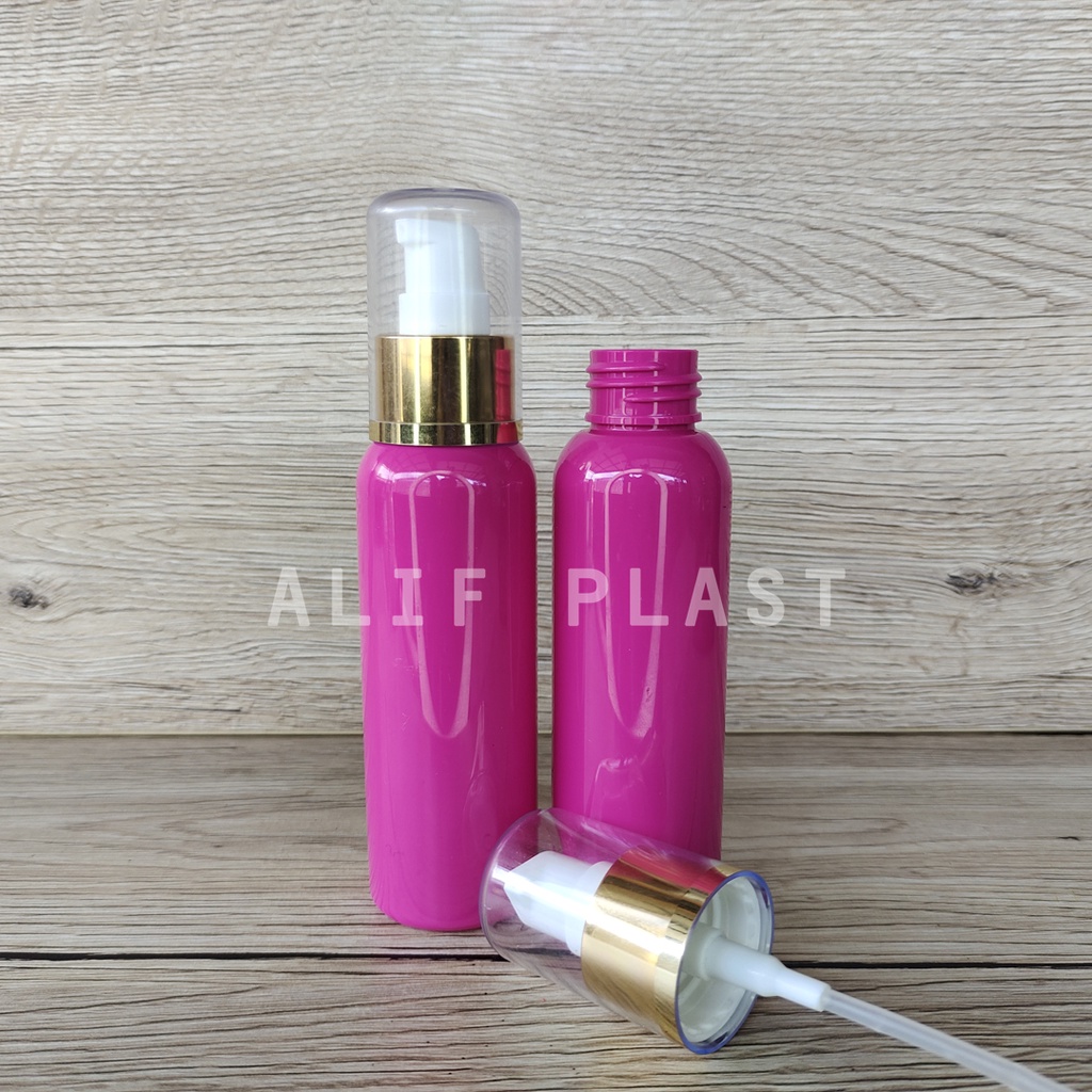 Jual BOTOL PET 100 ML PINK FANTA/ FUCHIA TUTUP PUMP LOTION RING ALUMINIUM SHINY KILAP | Shopee ...