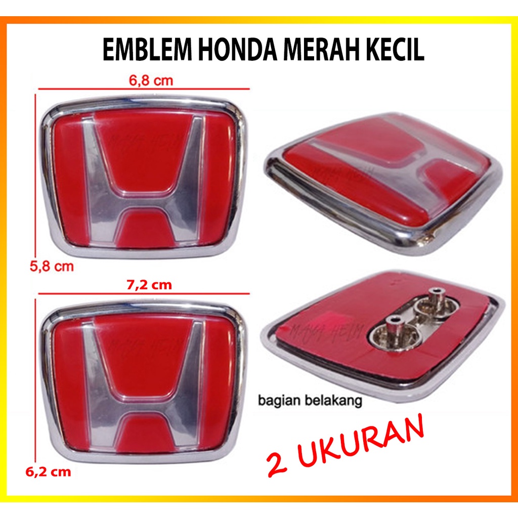 Jual Emblem Logo Mobil Honda Merah Ukuran Kecil Best Quality | Shopee ...
