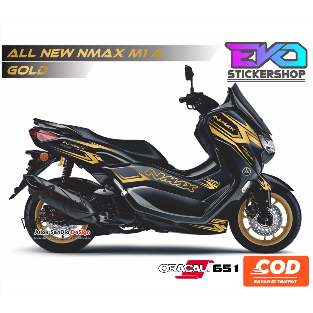 Jual STIKER ALL NEW NMAX HITAM CUTTING STICKER GOLD STRIPING NMAX 2020 ...