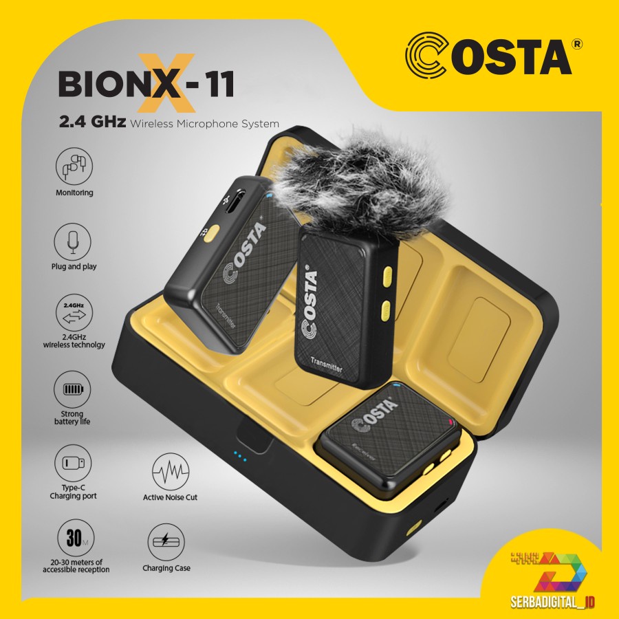 Jual COSTA BionX-11 Wireless Microphone With Charging Case For Camera ...