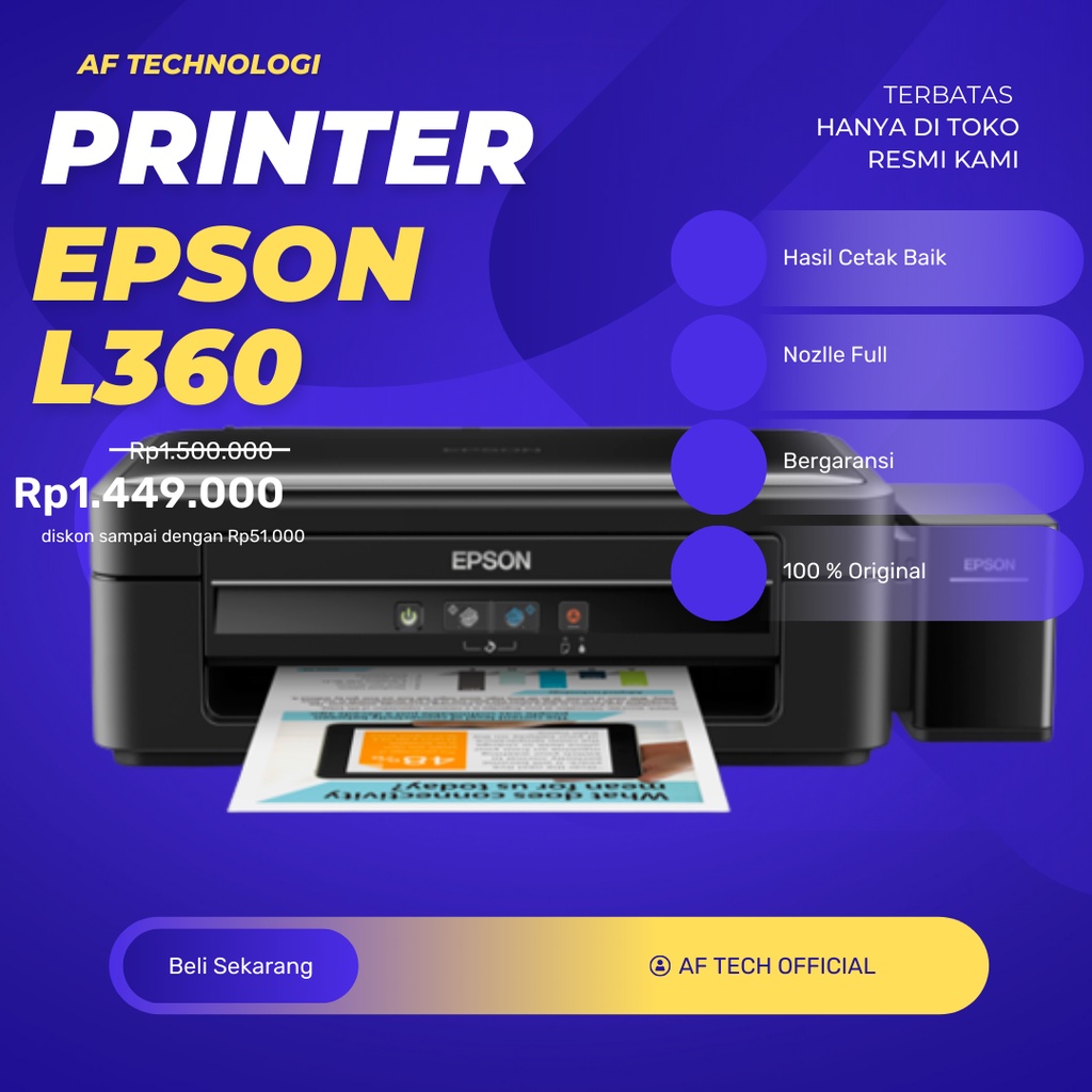 Jual Printer Epson L360 All In One Print Scan Copy Inkjet Bergaransi ...