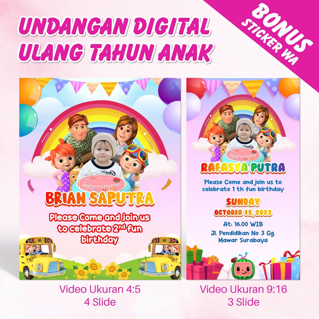 Jual Undangan Digital Ulang Tahun Anak COCOMELON - Video Undangan Ultah ...