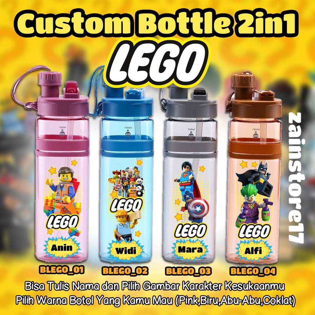 Jual CUSTOM MACA-MACAM - Botol Minum Anak - 2in1 - Desain Gambar Kartun ...
