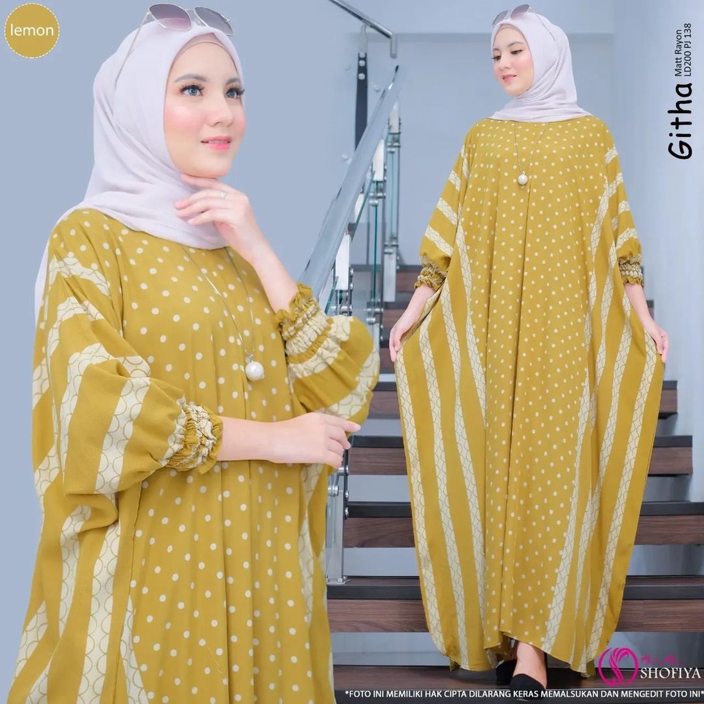 Jual Terbaru Gamis Kaftan Jumbo Motif Githa Adem Cocok untuk dirumah atau untuk Pengajian ...