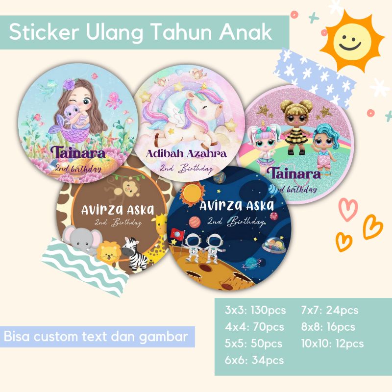 Jual Sticker Ulang Tahun Anak / Sticker Ulang Tahun Custom / Sticker ...