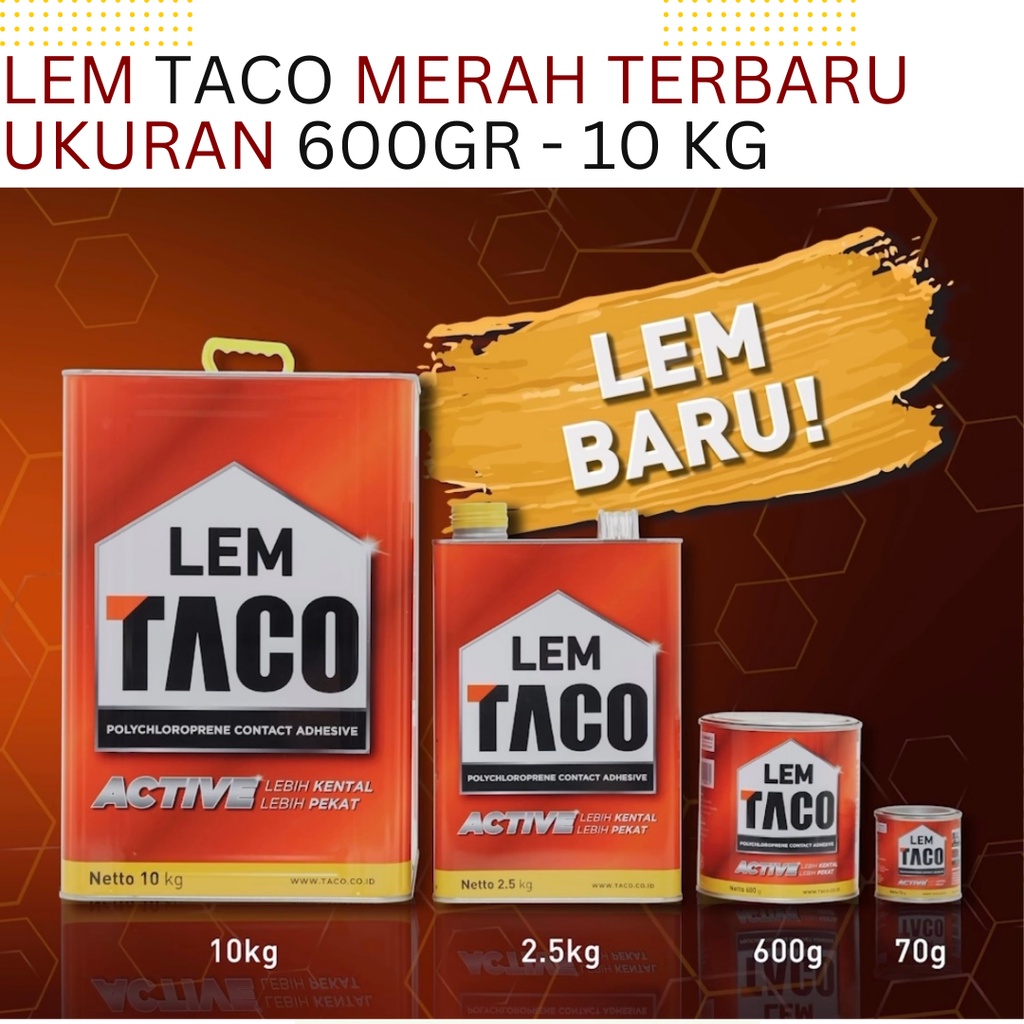 Jual Lem Kuning Serbaguna Taco Merah 600GRAM dan 2.5 kg | Shopee Indonesia