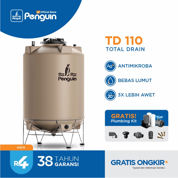 Jual Penguin TD-110 1000 Liter Toren Tandon Tangki Air Total Drain Tank | Shopee Indonesia