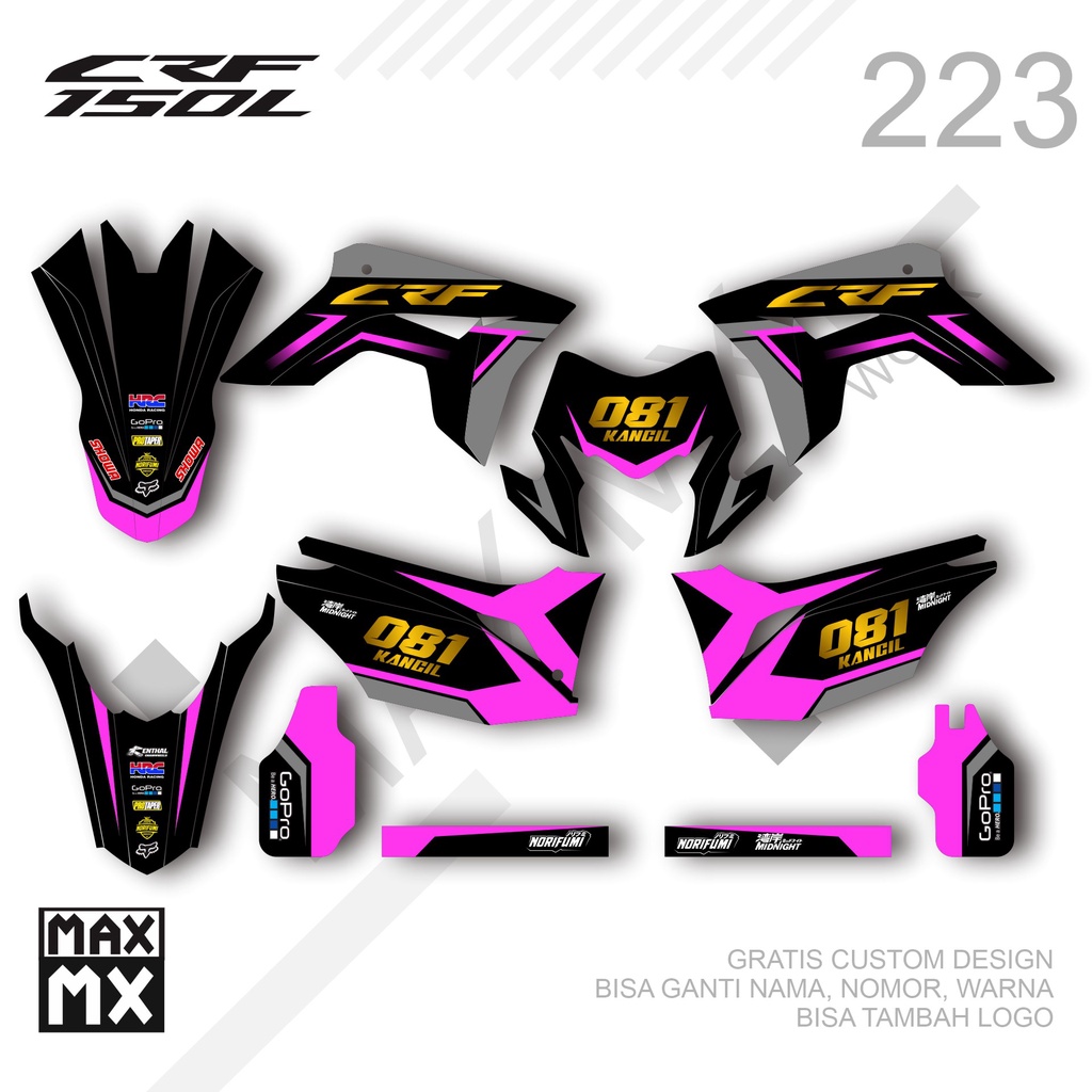 Jual Decal Sticker - Stiker Dekal Honda CRF 150 L 223 SUPERMOTO HITAM ...