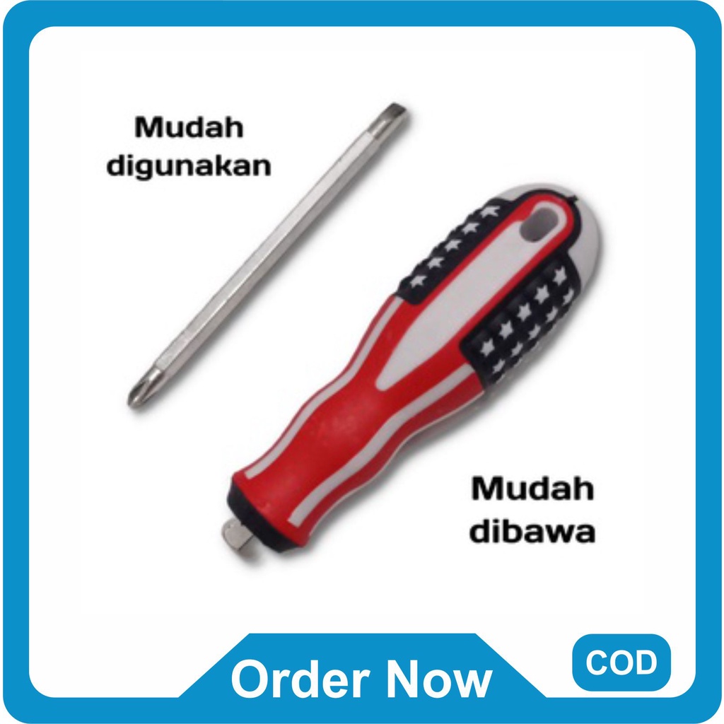 Jual Obeng Dengan Dua Mata Plus Dan Mines Besi Solid 2in1 Amerika USA ...