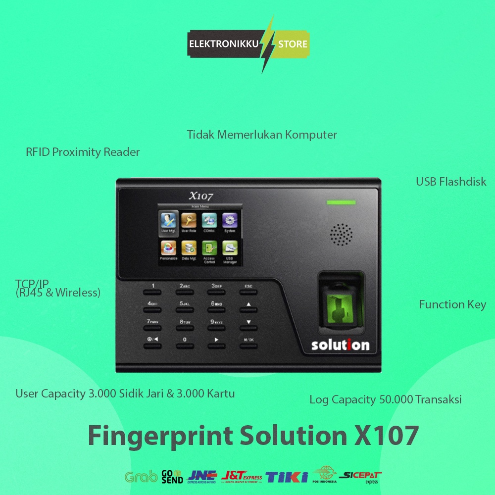 Jual Mesin Absensi Fingerprint Solution X107 Alat Absen Sidik Jari Kantor Bank Hotel | Shopee ...