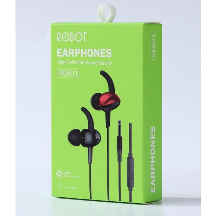 Jual ROBOT Headset Re801 wired Earphone Bass android iphone original ...