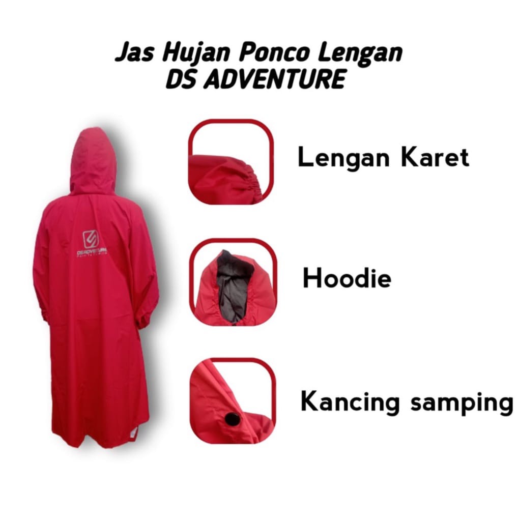 Jual Jas hujan ponco lengan ds adventure bahan taslan balon waterproof ...