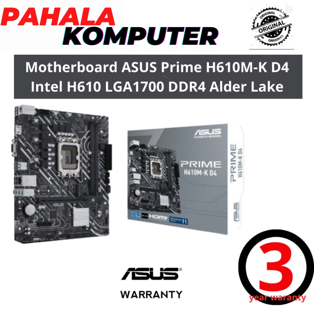 Jual ASUS PRIME H610M-K D4 Intel LGA1700 H610 DDR4 - Alder Lake Motherboard resmi | Shopee Indonesia
