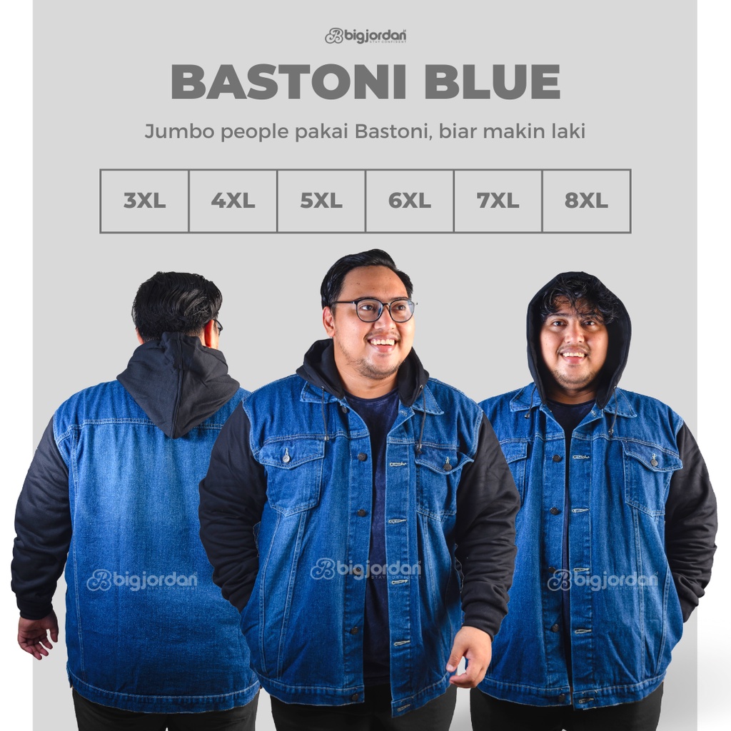 Jual BIGJORDAN JUMBO HOODIE JEANS BASTONI BLUE jaket hoodie jeans jumbo XXXL XXXXL XXXXXL big ...