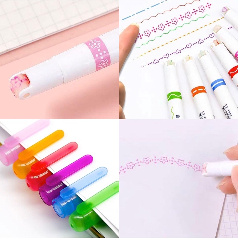 Jual [FS] Pen Art Linear Color Marker Highlighter Roller Multi Shapes ...