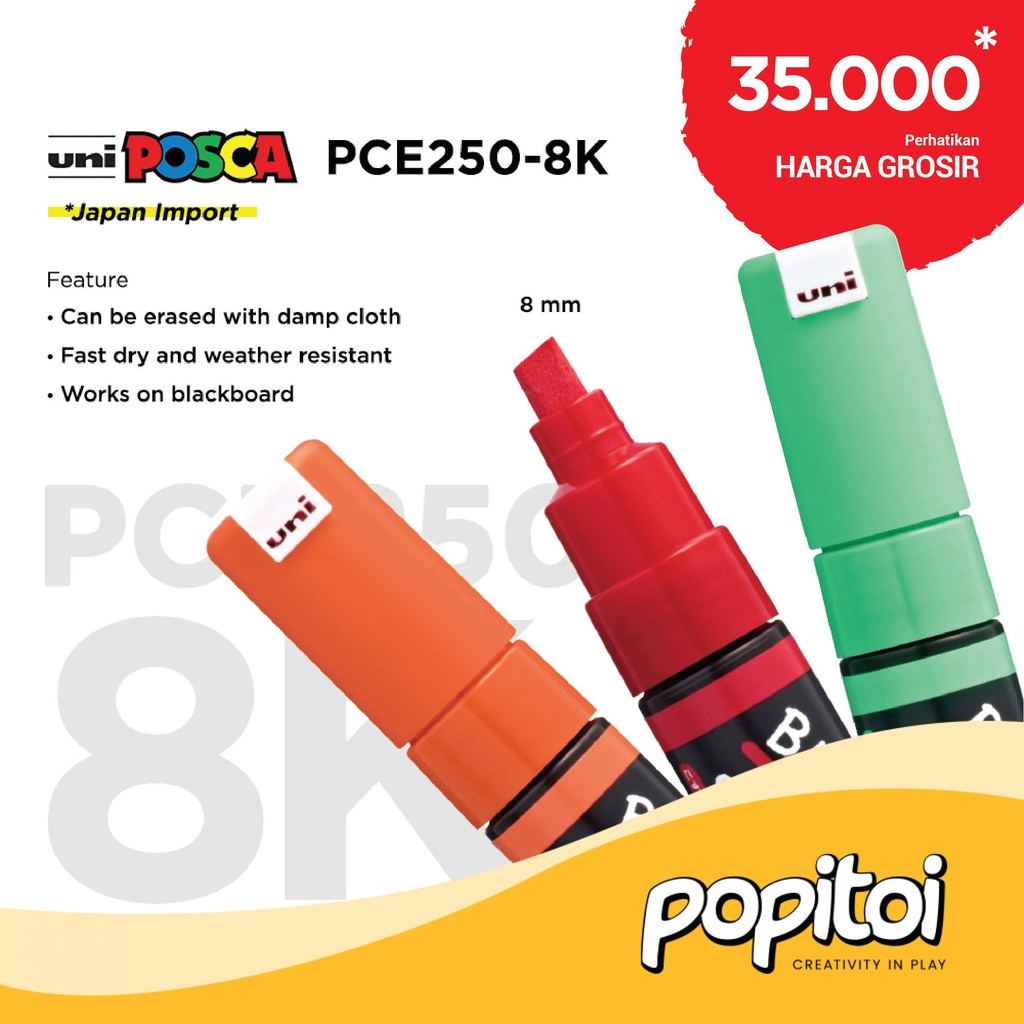 Jual Uni Blackboard Erasable Chalk Marker POSCA PCE250-8K | Spidol ...