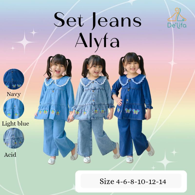 Jual SET JEANS ALYFA BY DE'LIFA(CUTTING BESAR) | Shopee Indonesia