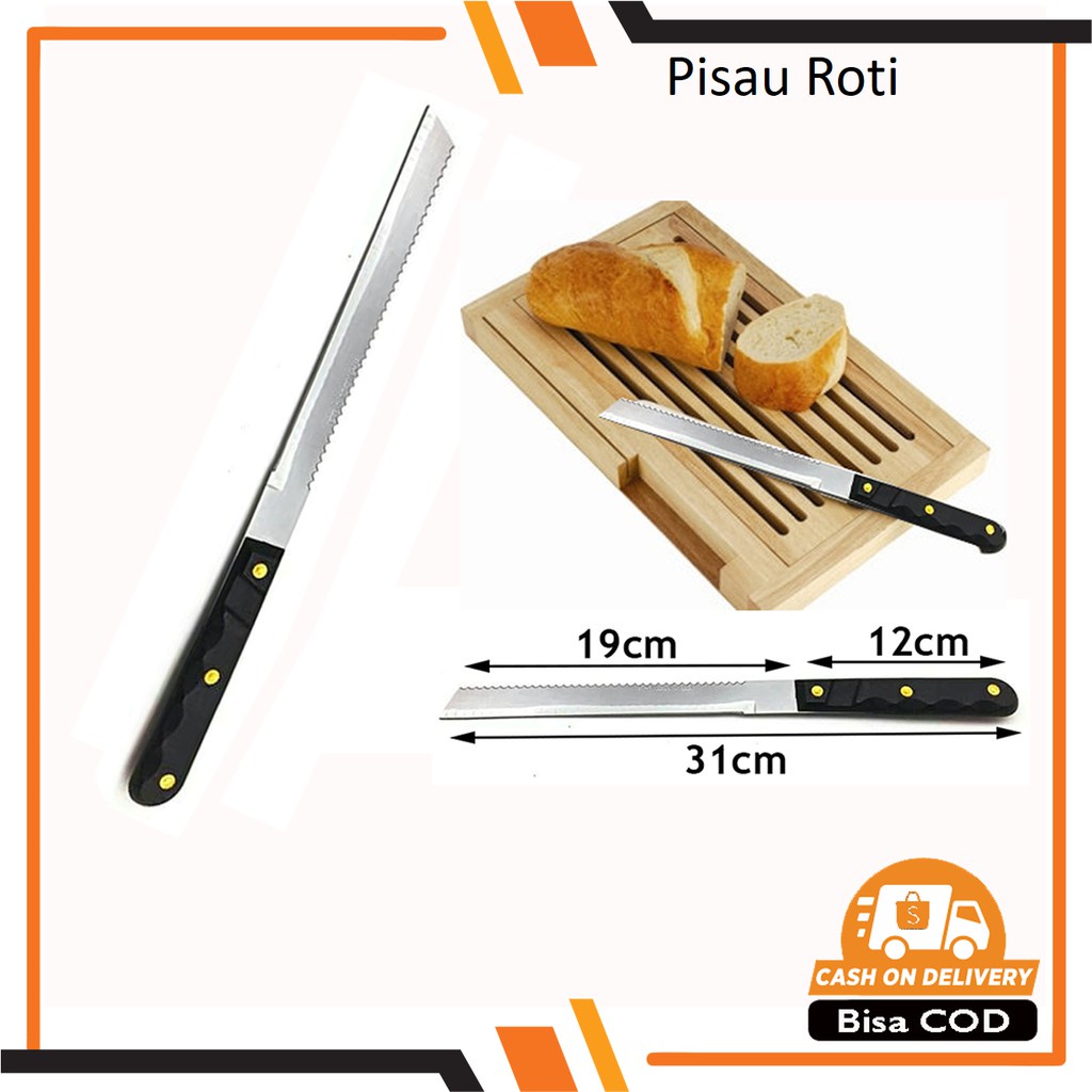 Jual PROMO Pisau Roti Kue 2 Sisi Stainless Tajam Serbaguna Pisau Gerigi ...