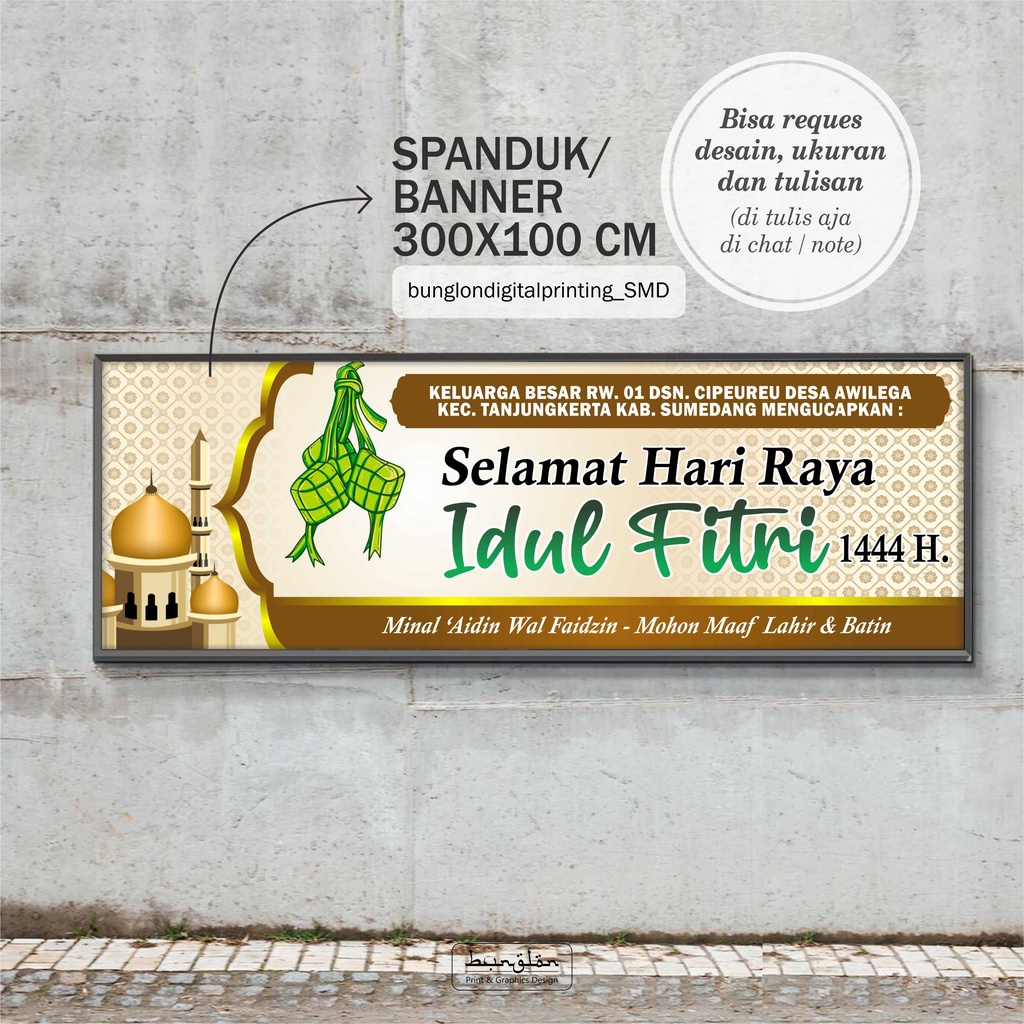 Jual Size 300x100Cm, Spanduk Banner Ucapan Selamat Idul Fitri, Idul ...