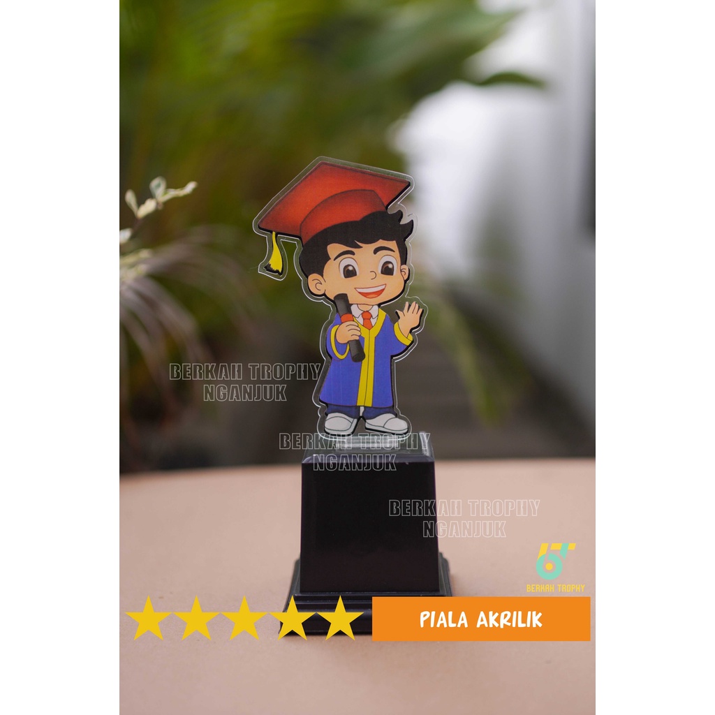 Jual Piala Wisuda Murah Hijab (Warna Biru)/Piala Kelulusan/Piala Wisuda ...