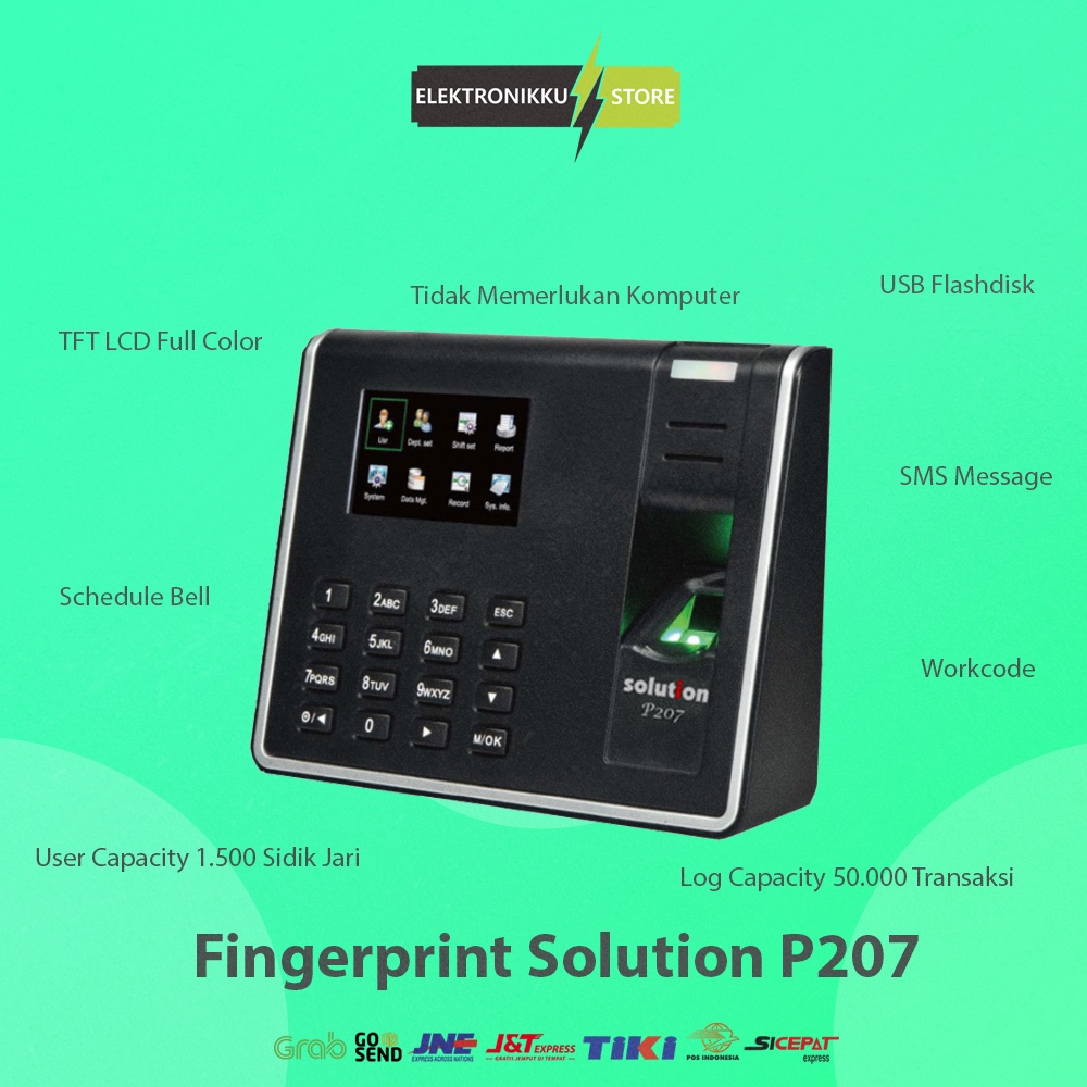 Jual Mesin Absensi Fingerprint Solution P207 Alat Absen Sidik Jari Kantor Bank Hotel | Shopee ...