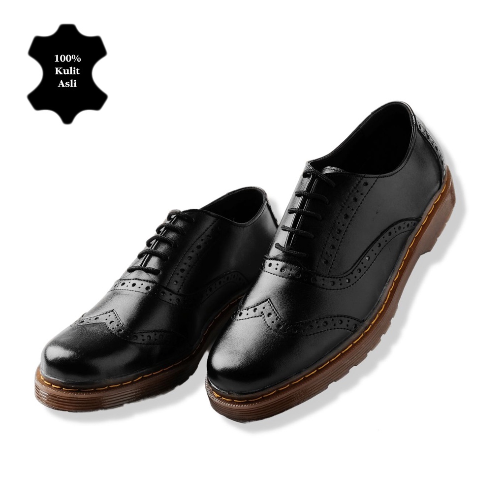 Jual Sepatu Docmart Pria Hitam Oxford Kulit Sapi Asli | Shopee Indonesia