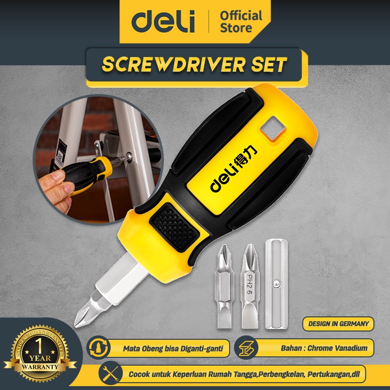 Jual Deli Screwdriver Set / Set obeng mini dua sisi DL260106 | Shopee Indonesia