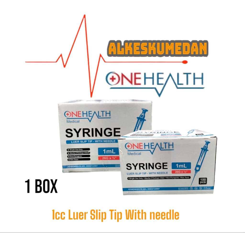 Jual Syringe 1cc Onehealth 1 Box/Spuit Onehealth 1cc Luer Slip Tip With ...