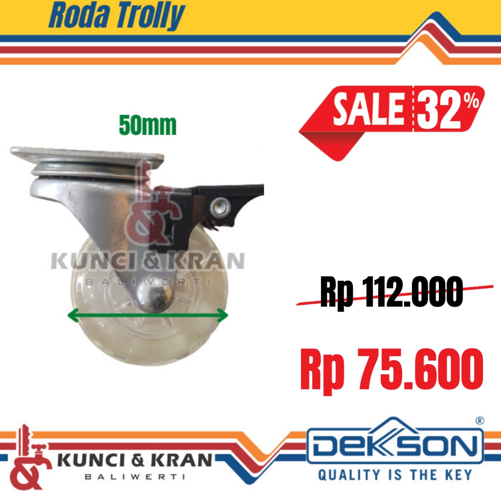 Jual Roda Trolly ROLLER CASTER DEKKSON RC 250 50MM BRAKE DENGAN REM ...
