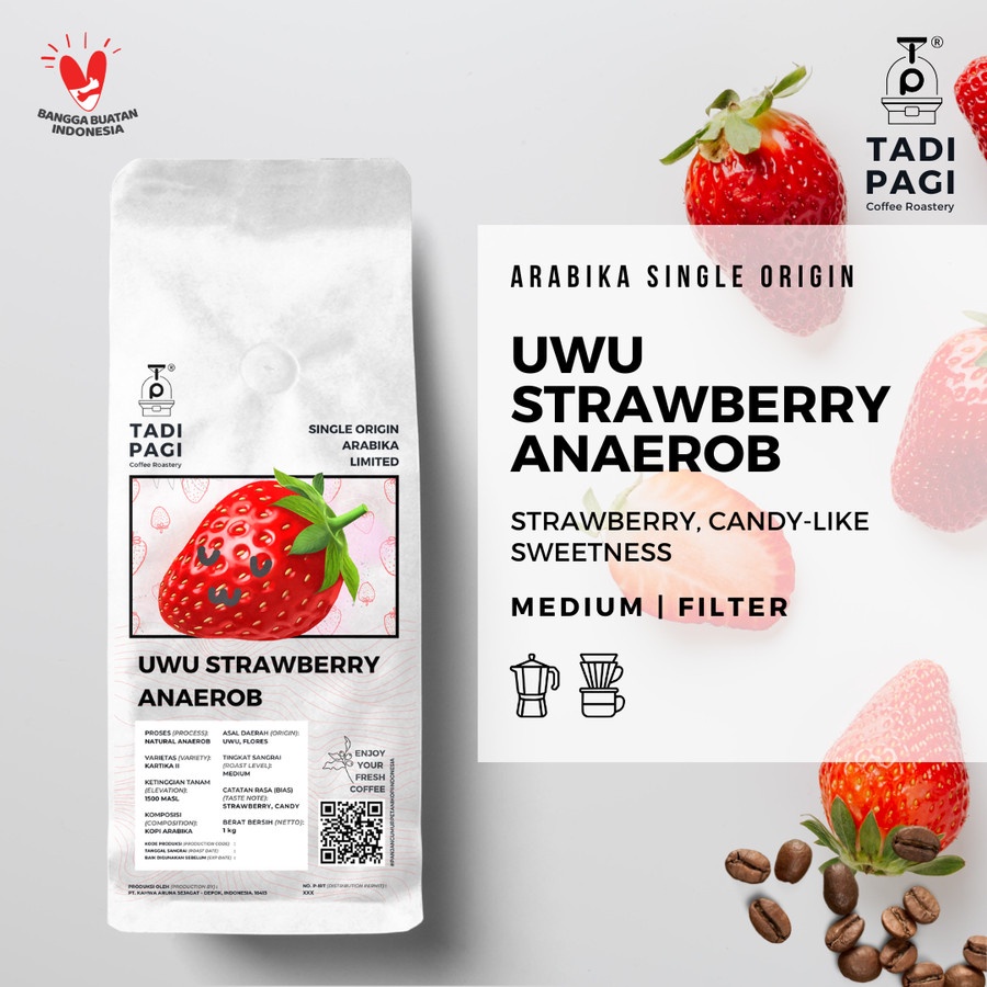 Jual Arabika Uwu Strawberry 200 gr Roast Bean Coffee | Shopee Indonesia
