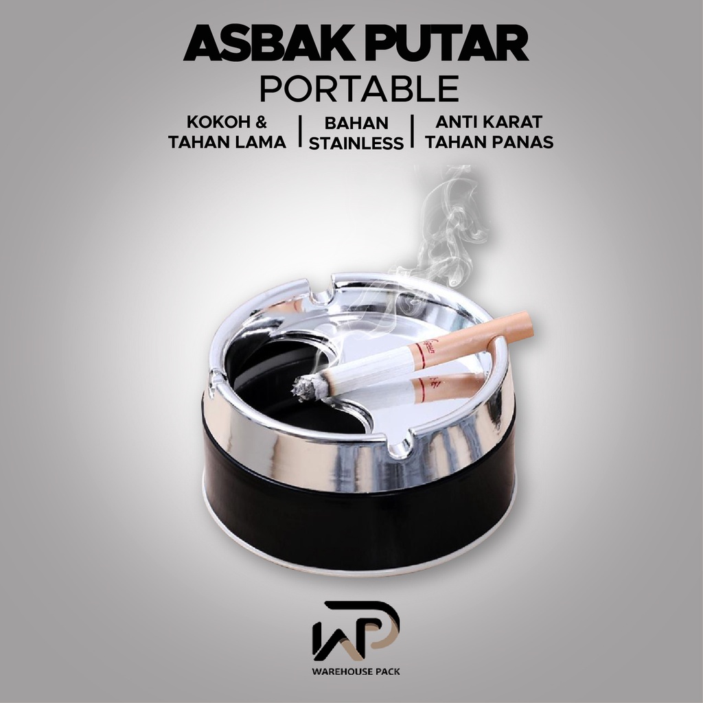 Jual Asbak Putar Portable | Asbak Rokok Bulat Stainless Steel | Asbak ...