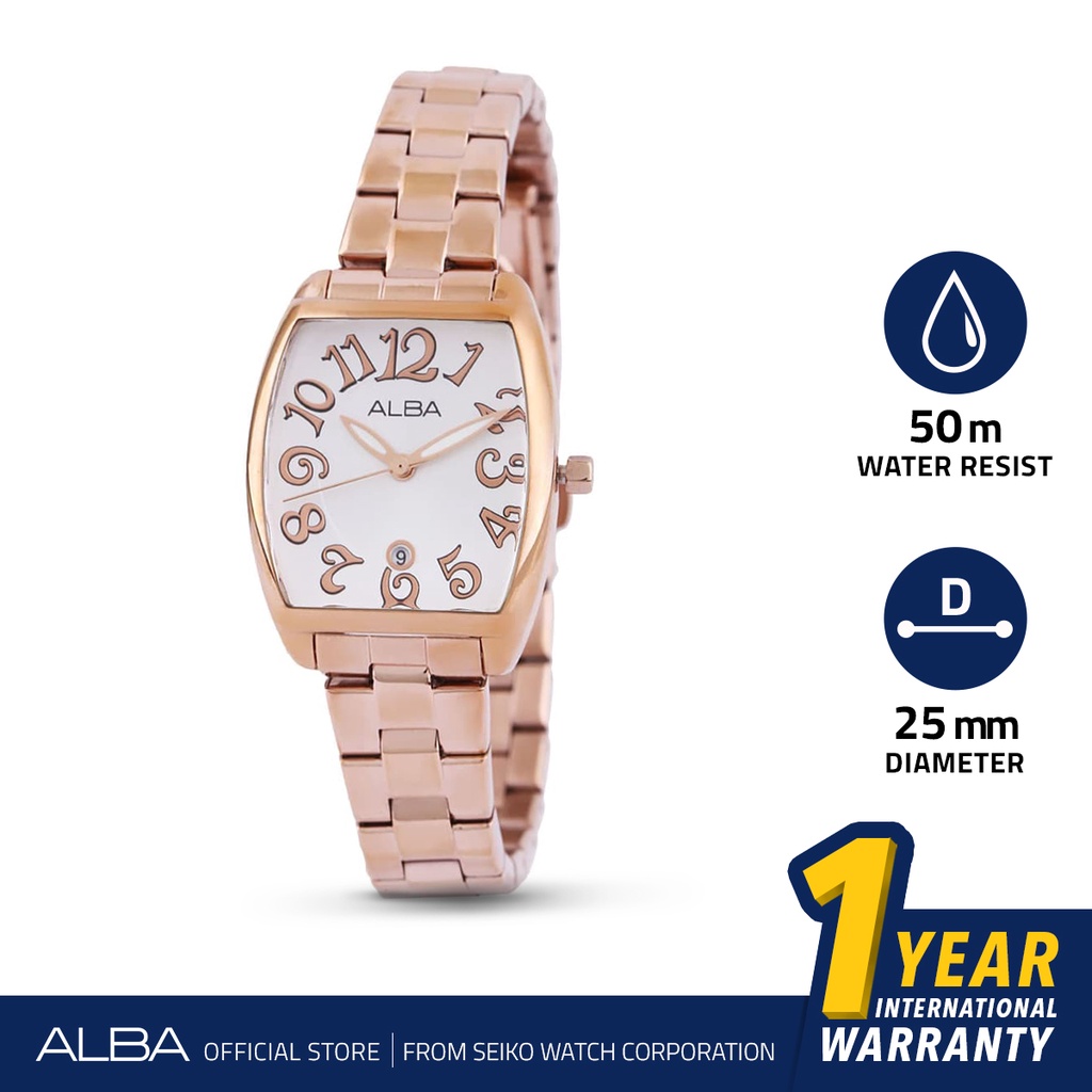 Jual Alba Jam Tangan Wanita Fashion Tank AH7K84 / AH7K84X1 Quartz White ...
