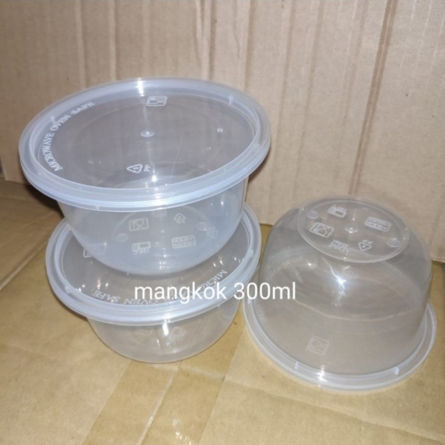 Jual MANGKOK PLASTIK BULAT 300 ML - THINWALL MANGKUK BULAT - ISI 25 PCS | Shopee Indonesia