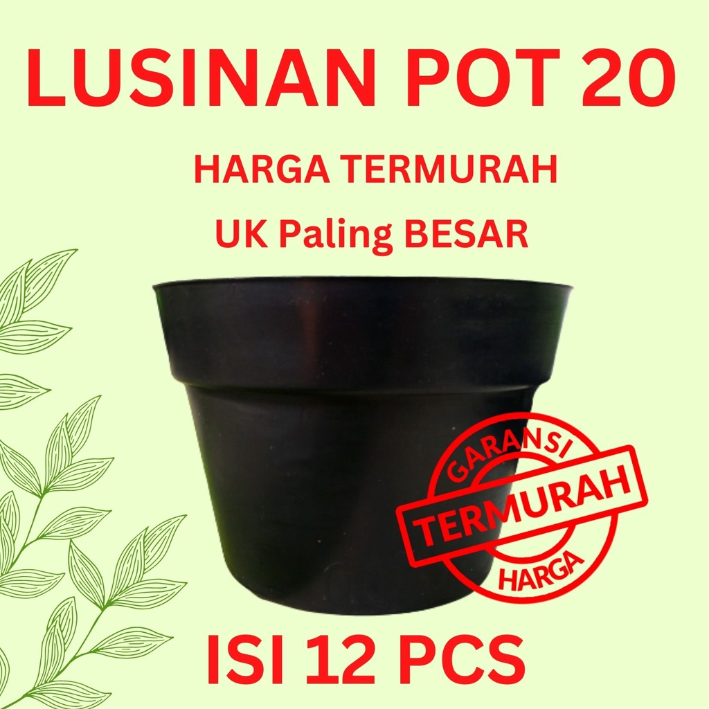 Jual LUSINAN Pot Bunga Murah /Pot Tanaman /Pot Plastik uk 20 CM Hitam ...