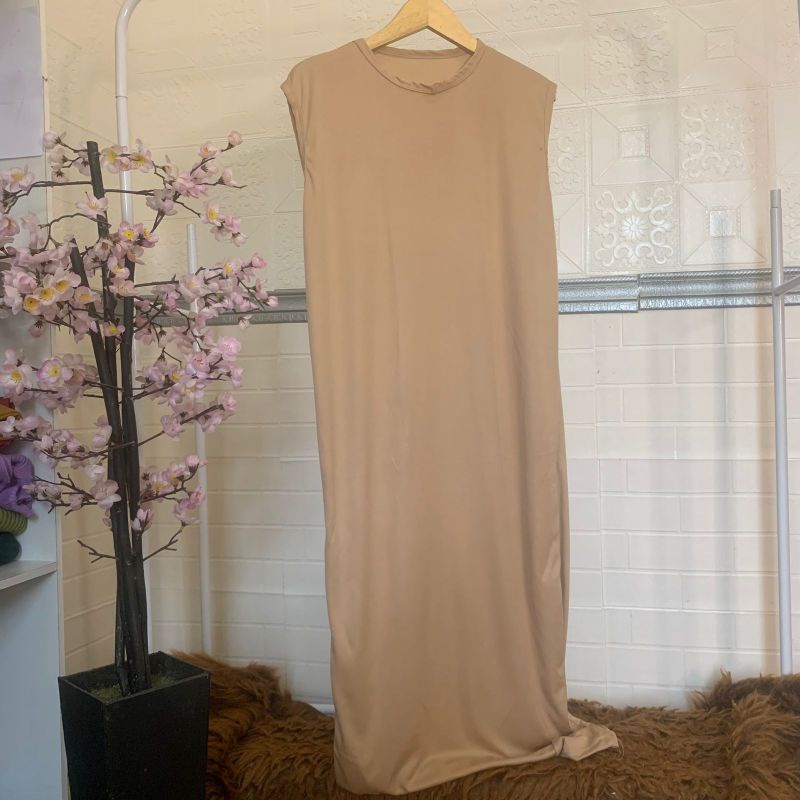 Jual Inner Dress Span Tanpa Lengan Jersey High Quality Long Iner Dress ...