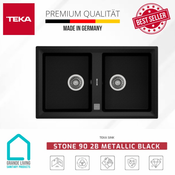 Jual Rak Dapur Teka Kitchen Sink Granite 2 Bowl Stone 90 2B Metallic ...