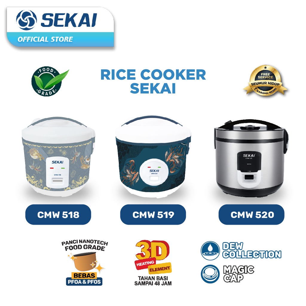 Jual SEKAI Rice Cooker / Penanak Nasi Magic Com Penghangat Nasi 3 in 1 ...