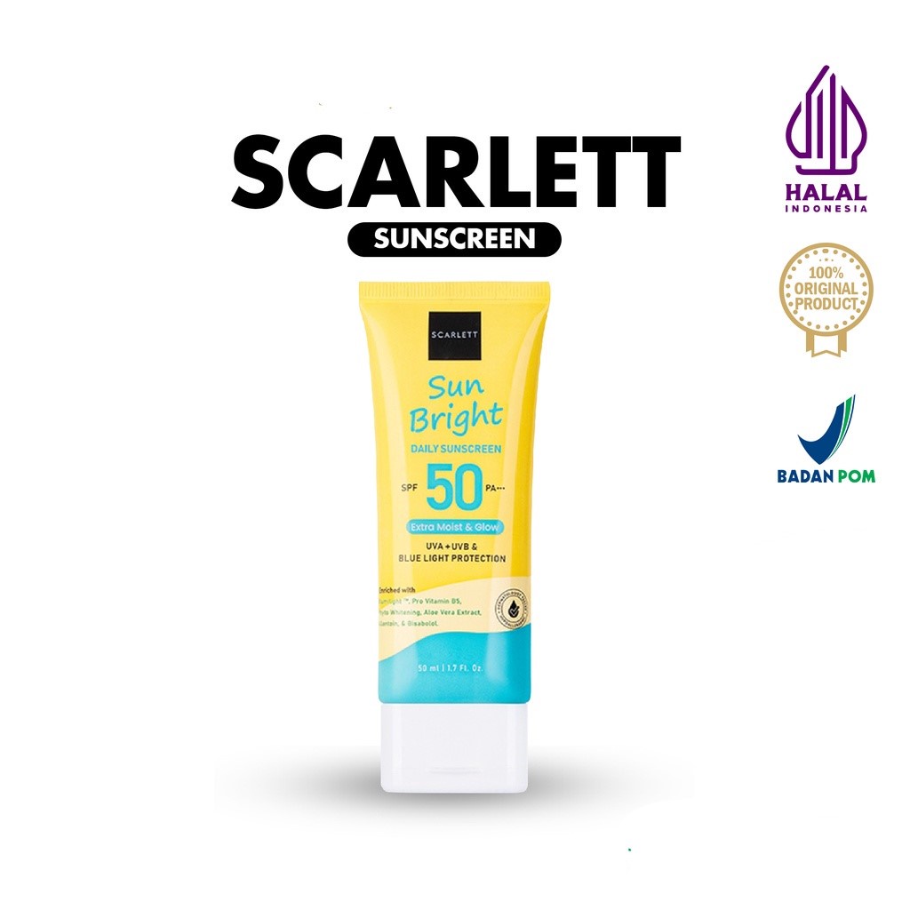 Jual SCARLETT Sun Bright Daily Sunscreen SPF 50 PA+++ / Ultra Light ...