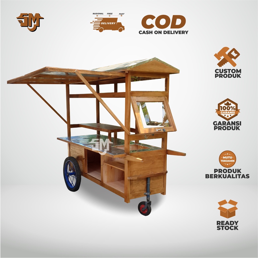 Jual Gerobak Roti Bakar, Martabak , Mendoan, Seblak / Rombong Minuman ...