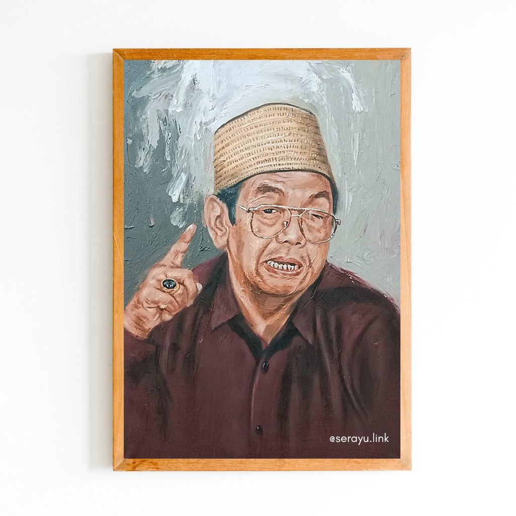 Jual Poster Lukisan Cetak Gambar Gus Dur Hiasan Dinding Rumah Bingkai ...