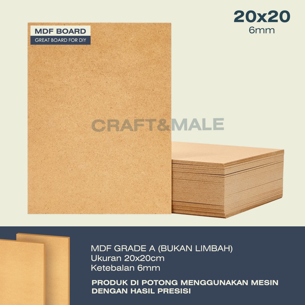 Jual PAPAN MDF BOARD 6mm Ukuran 20x20cm | Shopee Indonesia