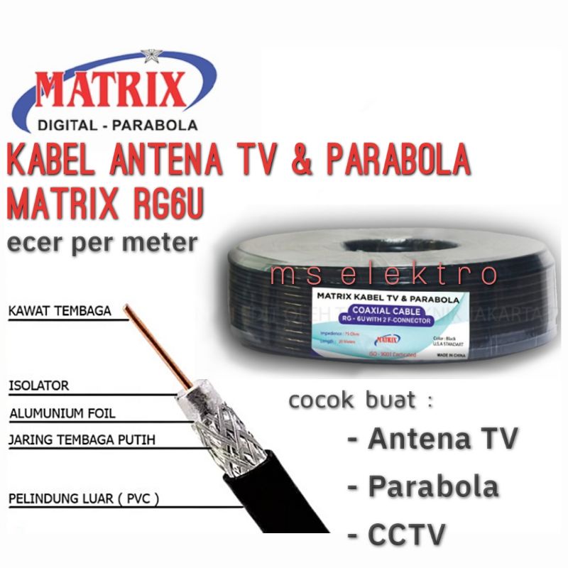Jual Kabel Antena TV RG6 cocok buat Antena Digital DVBT2 dan Parabola atau CCTV | Shopee Indonesia