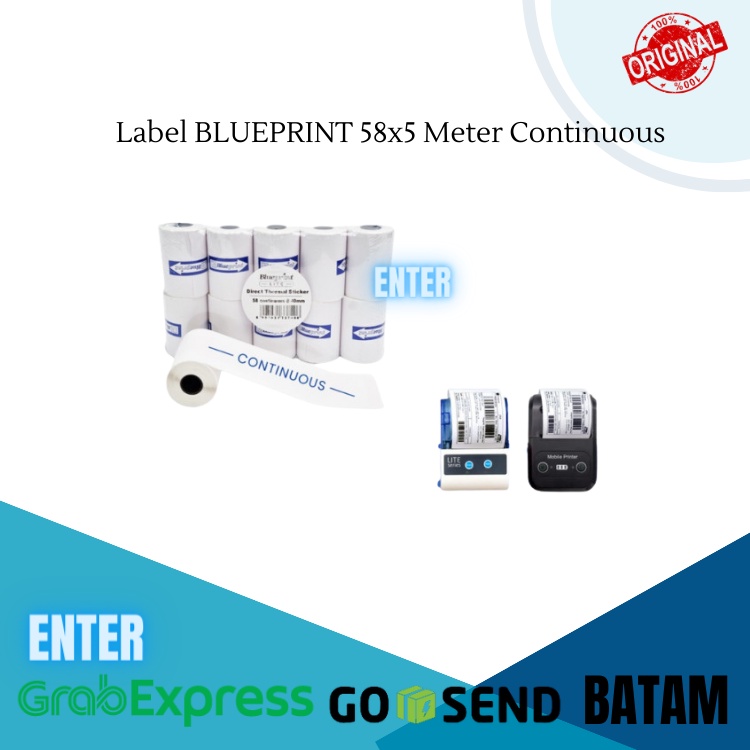 Jual Direct Thermal Sticker Label BLUEPRINT 58x5 Meter Continuous - 1 ...