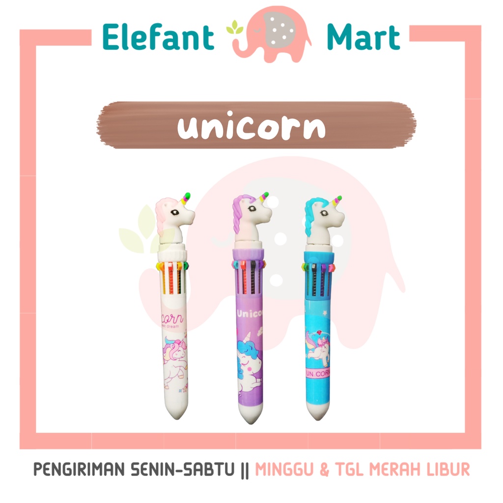 Jual ELEFANT MART - Pulpen 10 Warna Pen Karakter Kartun Ballpoint ...